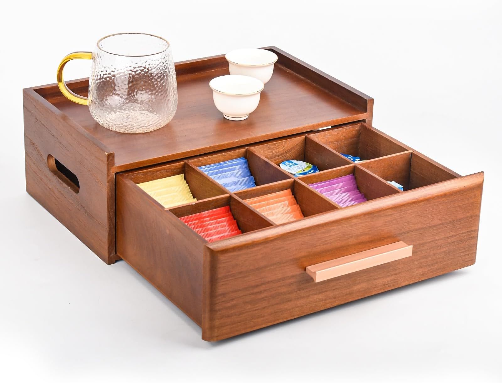 Amazon.com: Auckyeer Pine Wooden Tea Bag Organizer, Tea Box Organizer ...