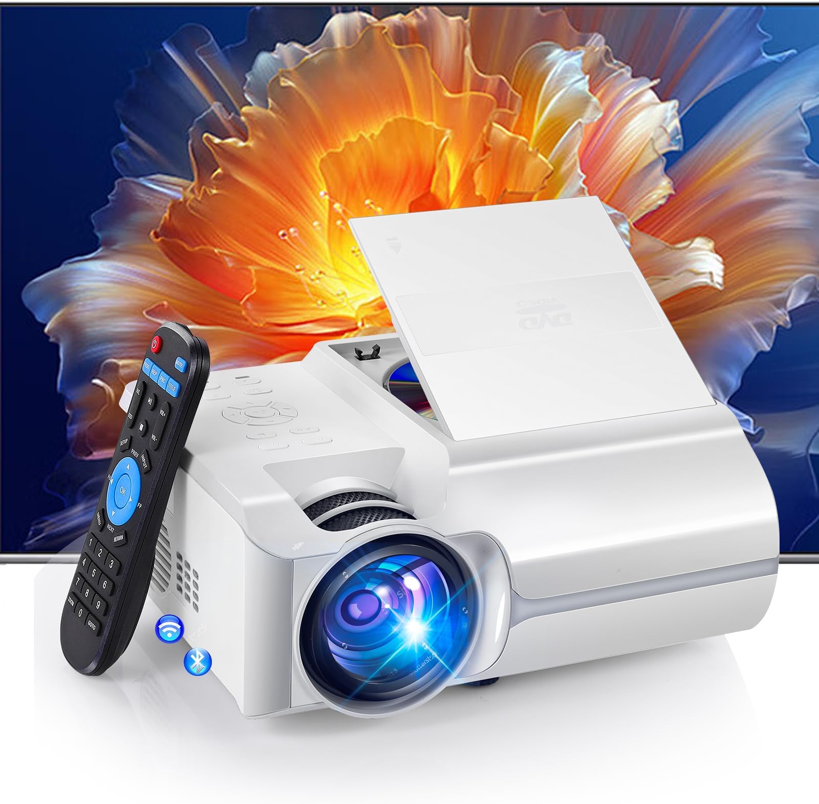 Amazon.com: Projector with Built in DVD Player, Full HD 1080P Projector ...
