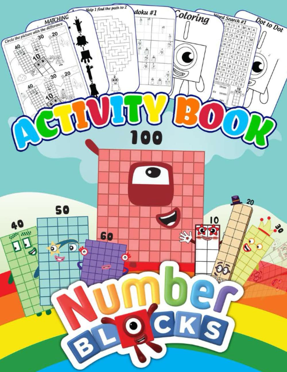 Numberblocks Activity Book Number 1 100 Maze Matching Game Find ...