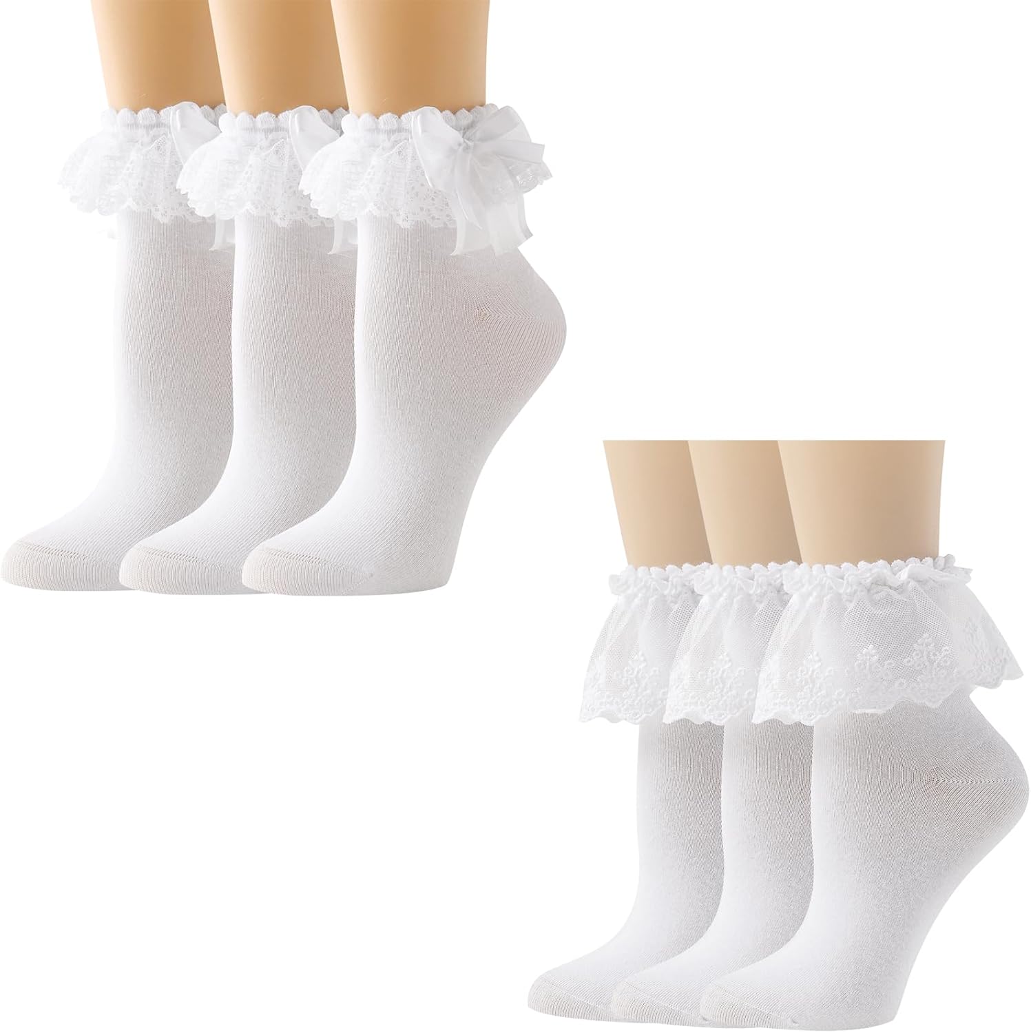 Amazon.com: AMHRLINGTO Lace Ruffle Frilly Socks for Women : Clothing ...