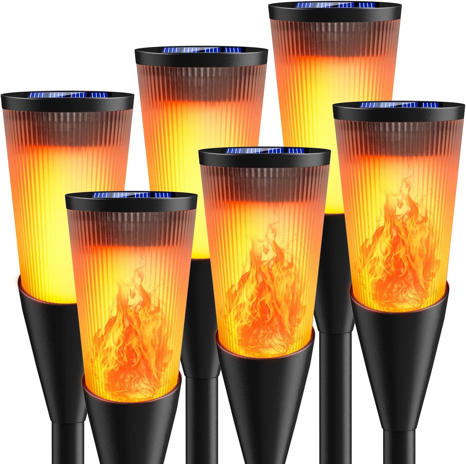 TEQStone Solarleuchten Garten mit 96 LED Solar Fackeln Solarlampen für ...