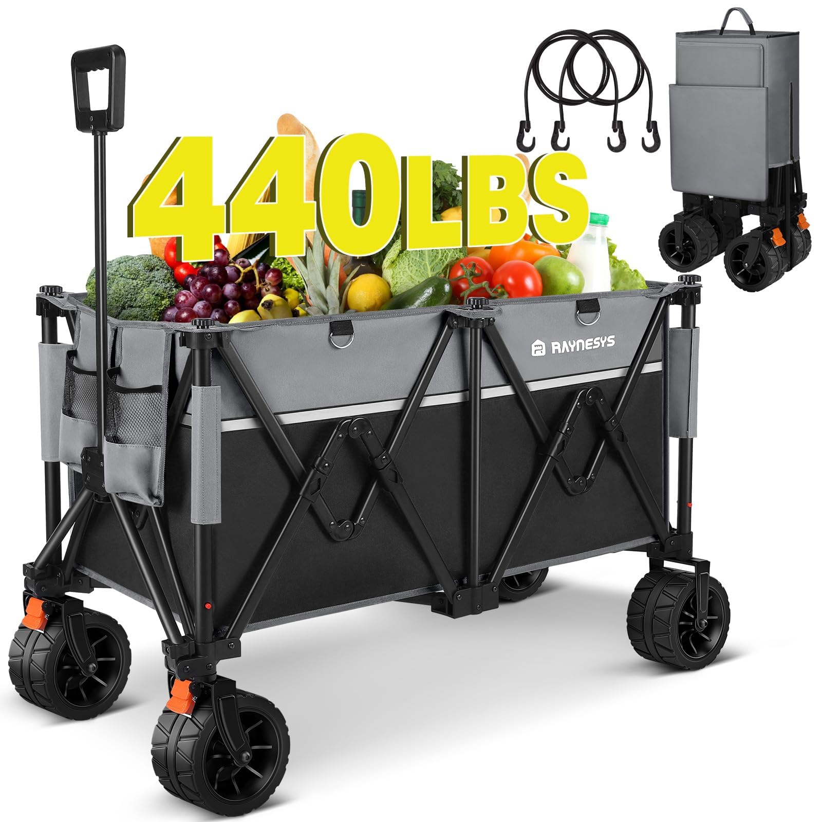 Amazon.com : Collapsible Foldable Wagons, 440 lbs Weight Capacity Beach ...