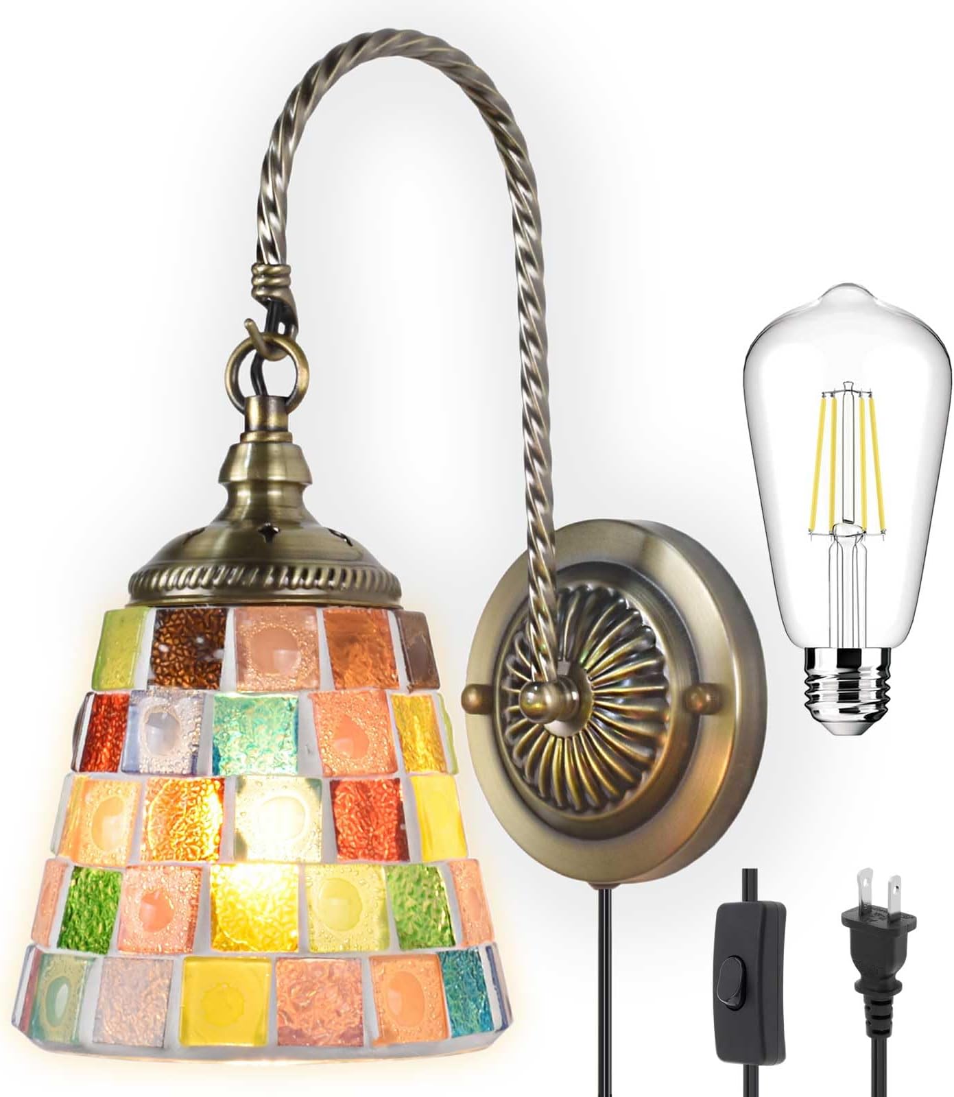Bedside Turkish Moroccan Mosaic Stained Glass Wall Lamps for Bedroom ...