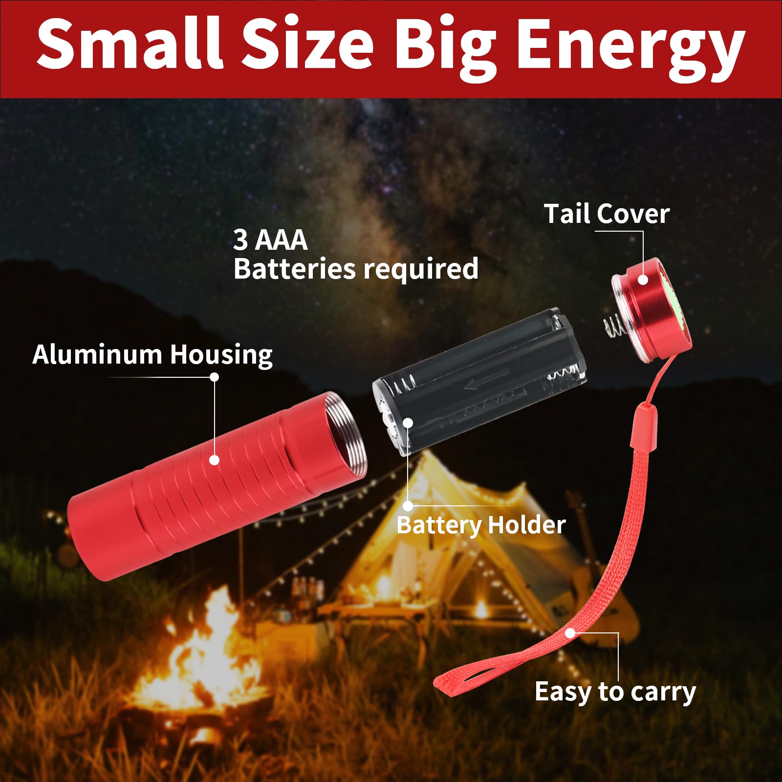Snapklik.com : 6 Pack Red Light Flashlight Mini, Small LED Red ...