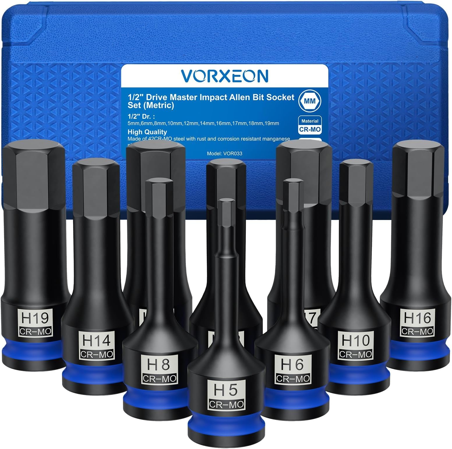 Draper 26439 Expert Impact Hexagonal Socket Bit Set, 1/2" Square Drive ...