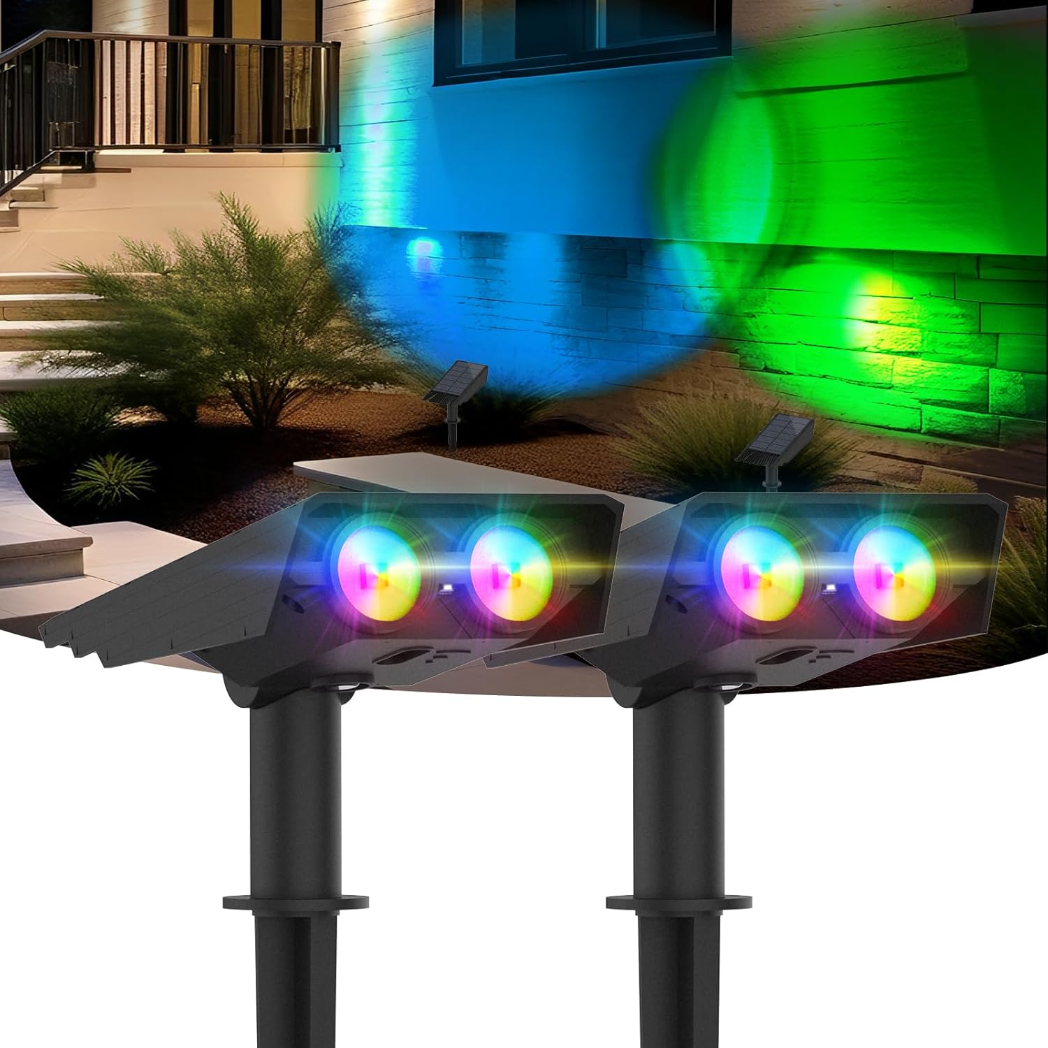 T-SUN RGB Solar Spotlights for Flag – Color Changing LED Landscape ...