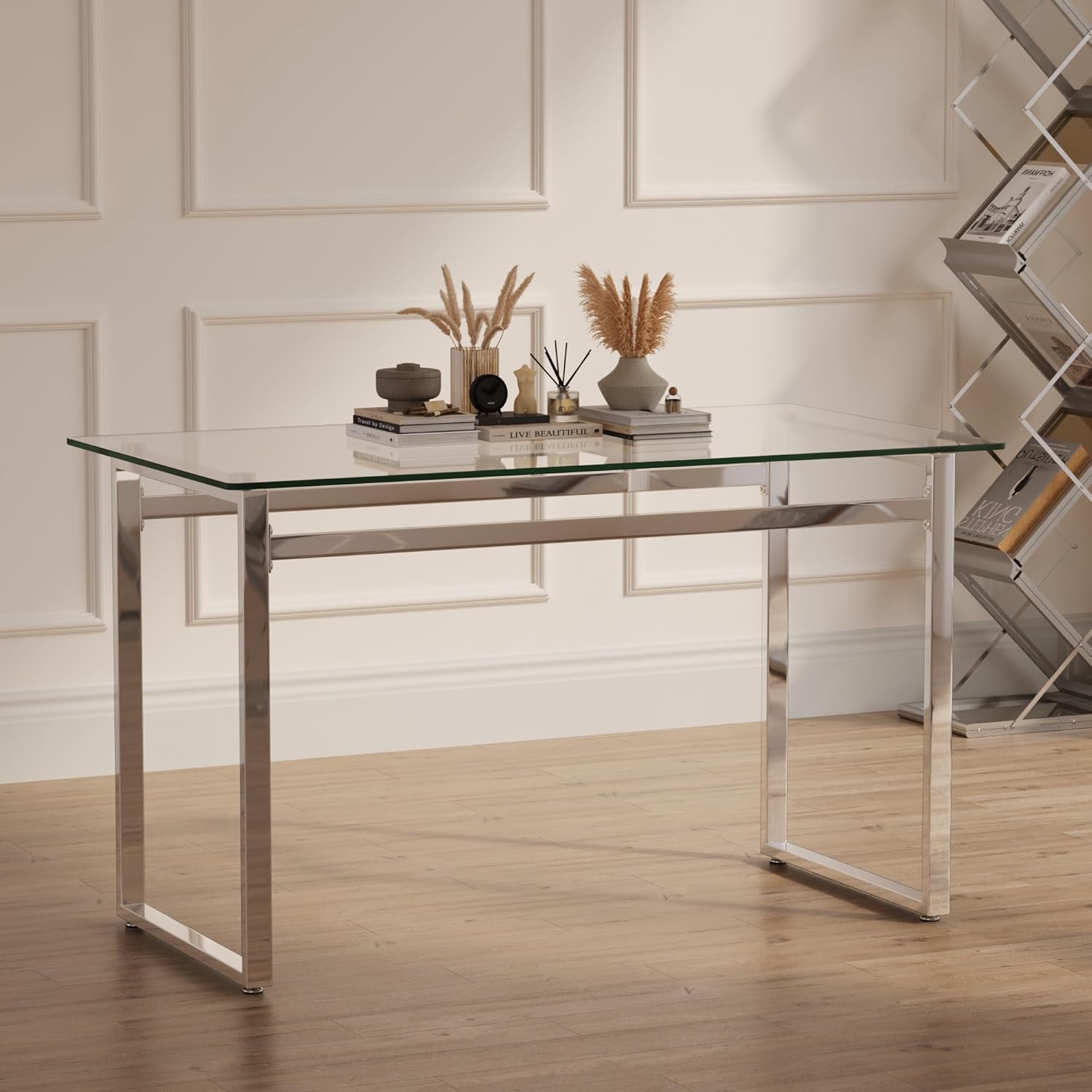 Amazon.com - 51" Modern Minimalist Rectangular Glass Dining Table for 4 ...