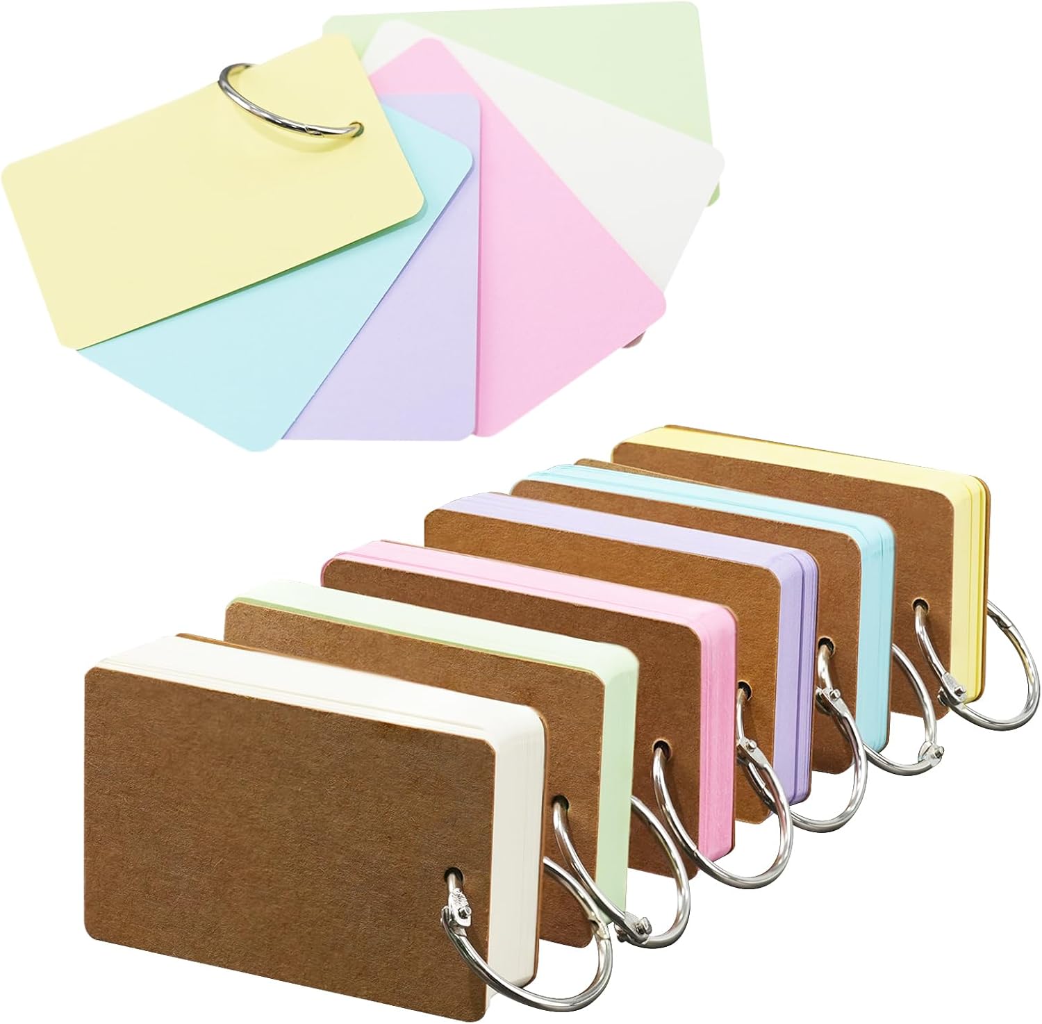 Amazon.com: 6 Pack Colored Flash Cards with 300 Sheets Study Cards, 2.1 ...