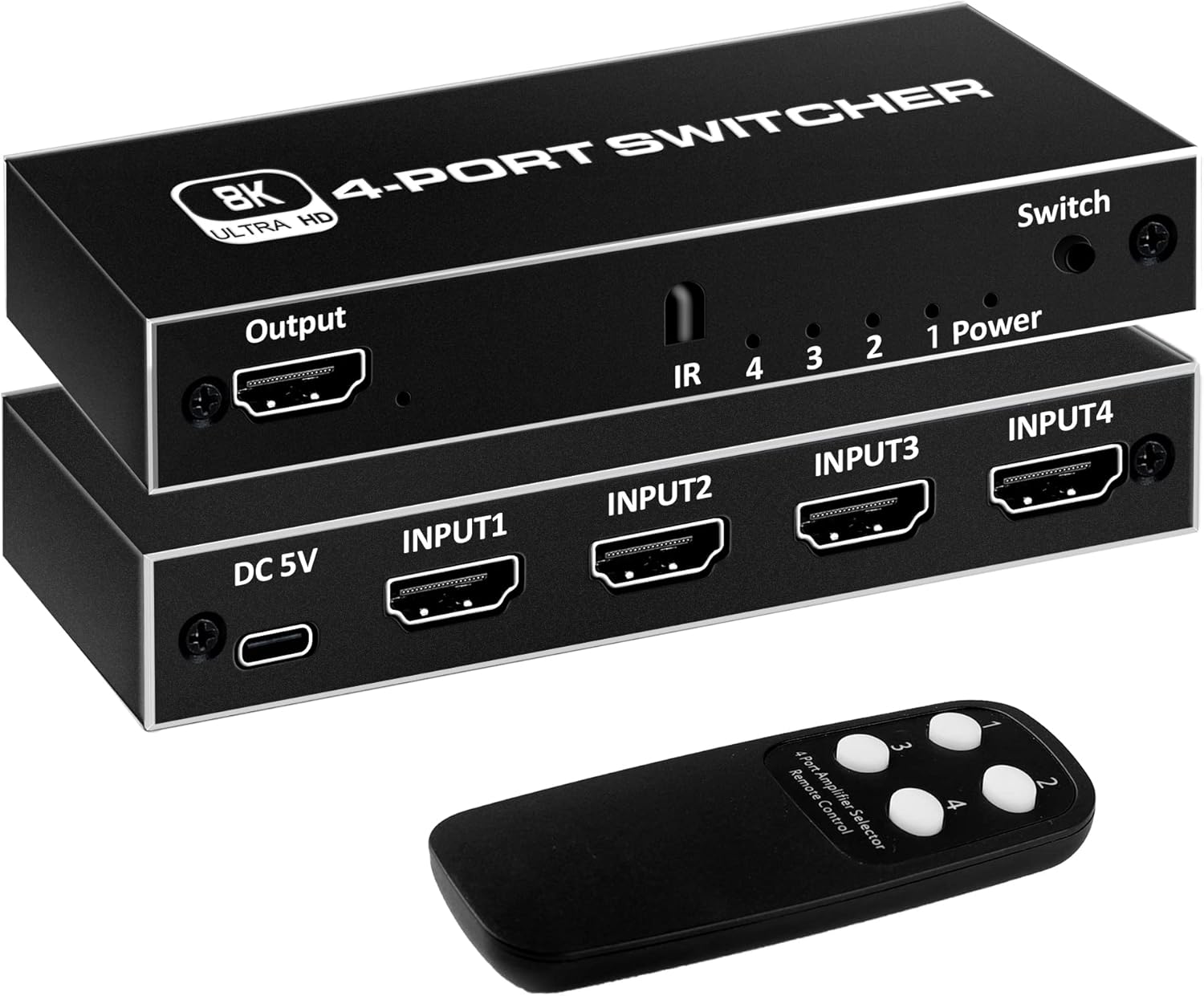 8k Hdmi Switch 4 Port In 1 Out With Remote Avedio Links Aluminum 4k