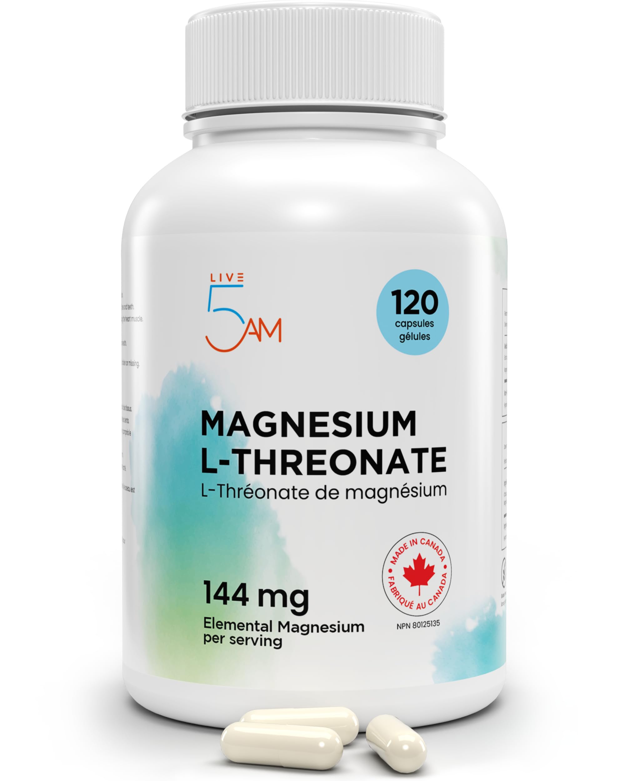 Live 5AM Magnesium L-Threonate 120 Caps | 2,000 mg Complex, 144 mg ...