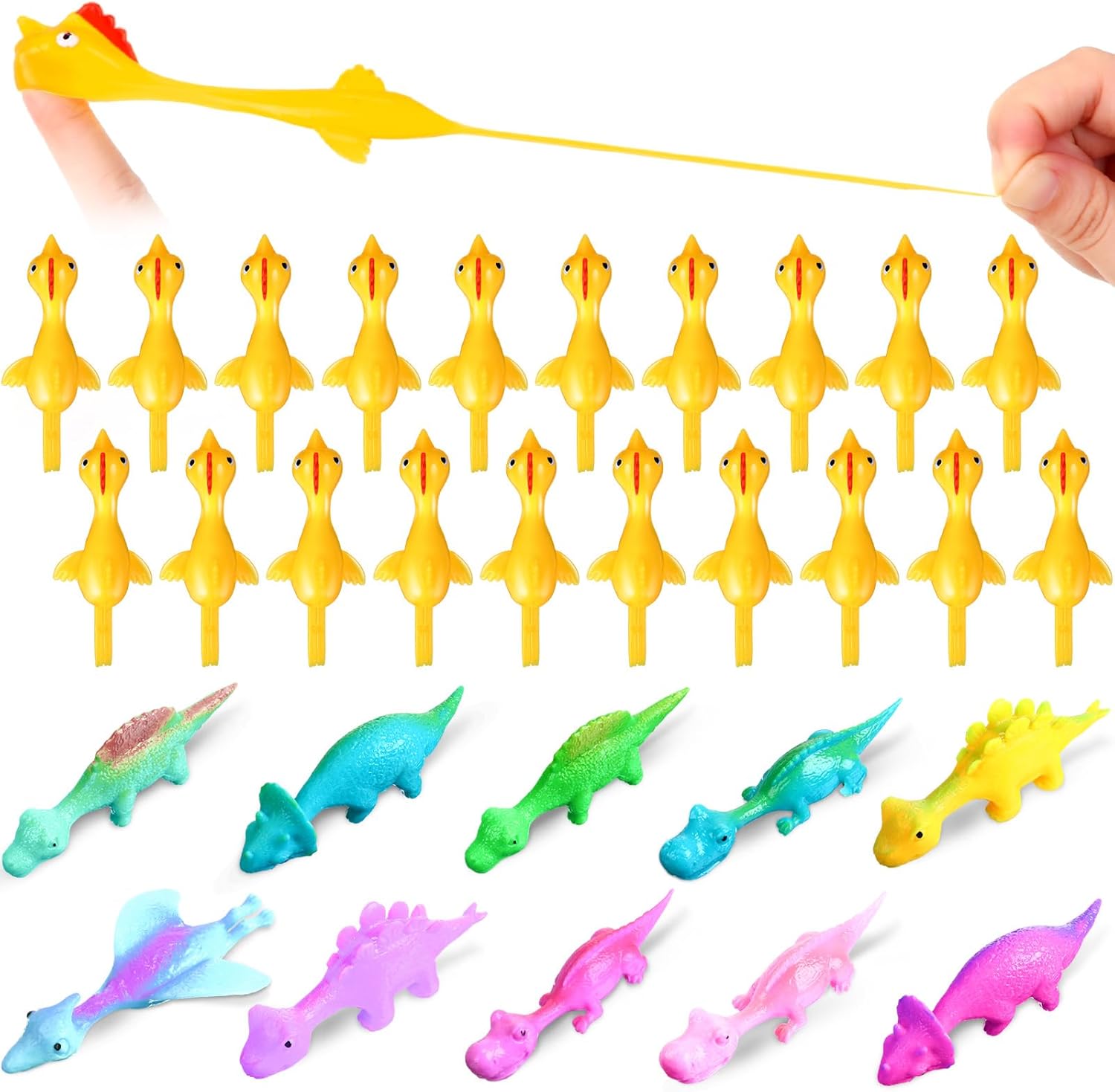 Amazon.com: Gemscream 30 Pcs Slingshot Chicken Dinosaur Catapult Toys ...