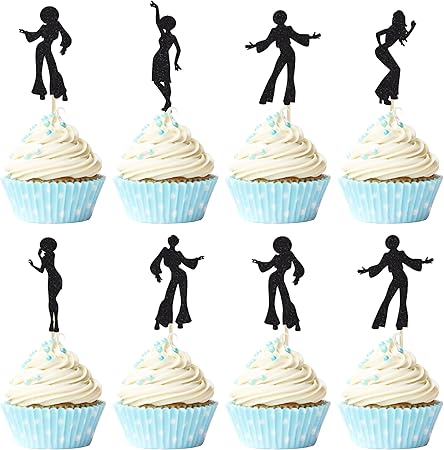 Amazon.com: Gyufise 24Pcs 70's Disco Dancing Cupcake Topper 70's Disco ...
