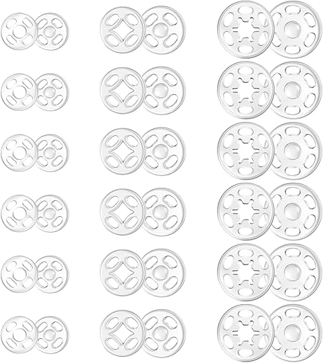 Amazon.com: Plastic Snaps for Fabric, 100 Pcs 3 Sizes Round Clear Snaps ...