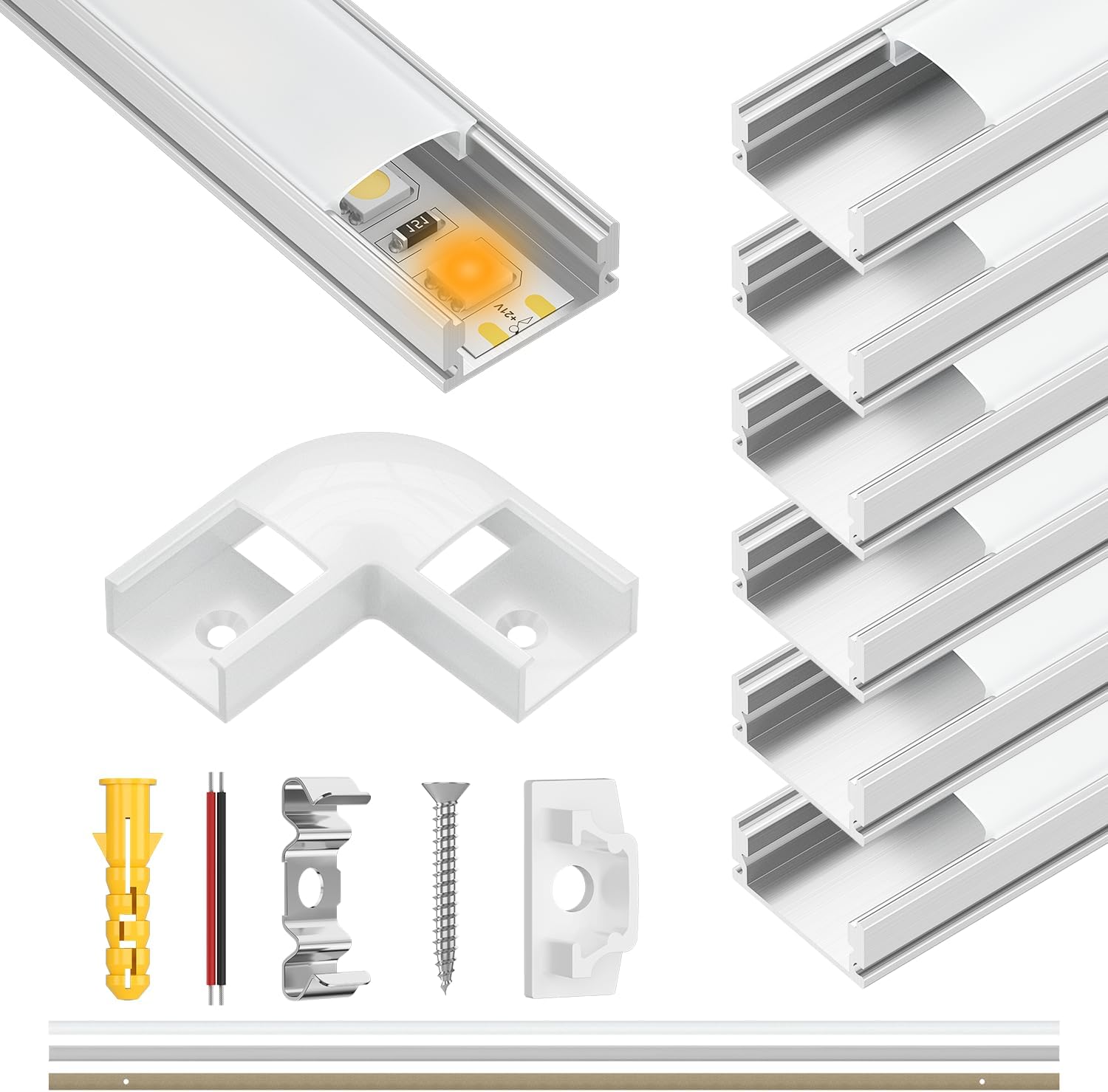 Newding LED Profil U Form 6 x 1 m für Streifen/Strips/Band, Diffusor ...