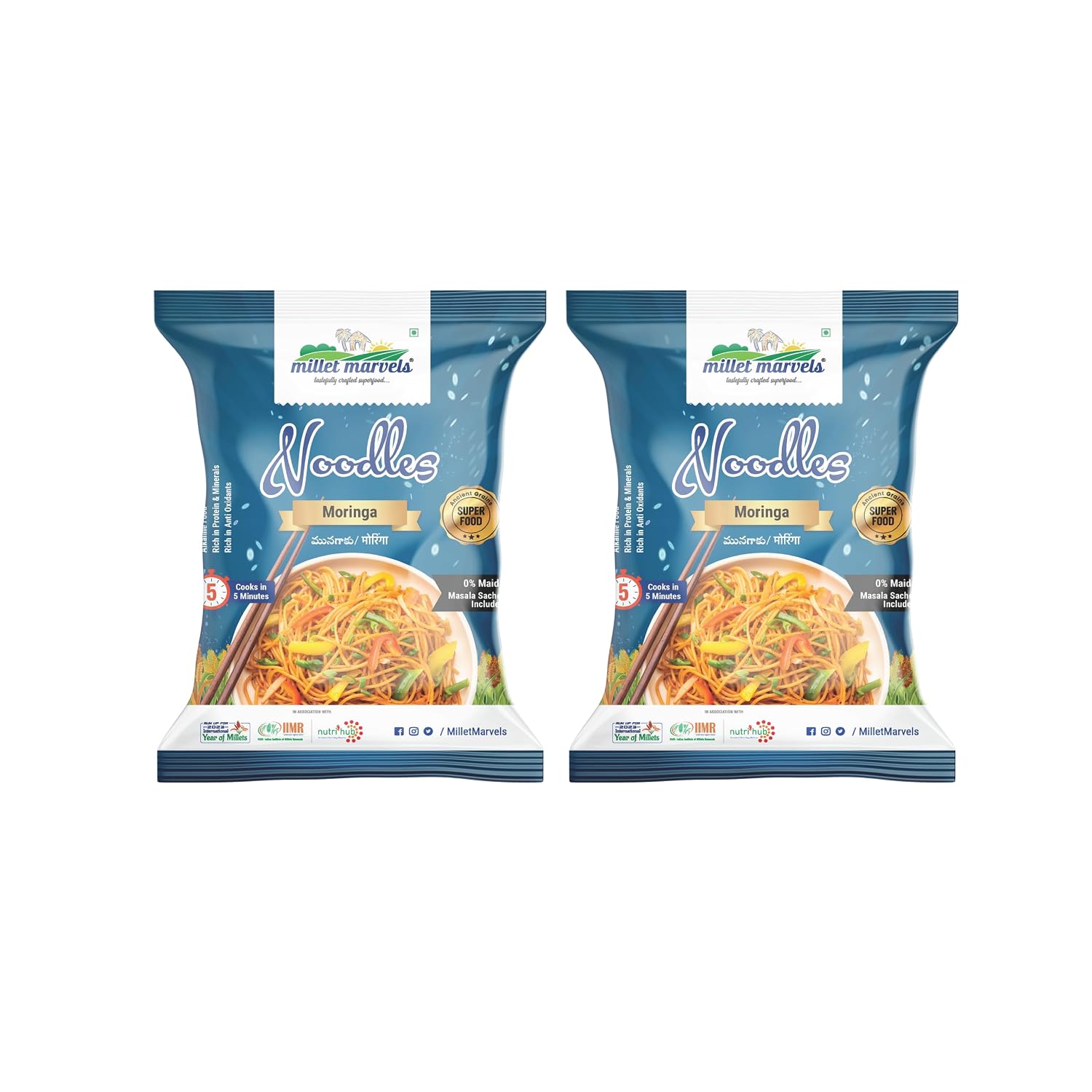 Millet Marvels Moringa Millet Instant Noodles 2x175 Gms : Amazon.in ...