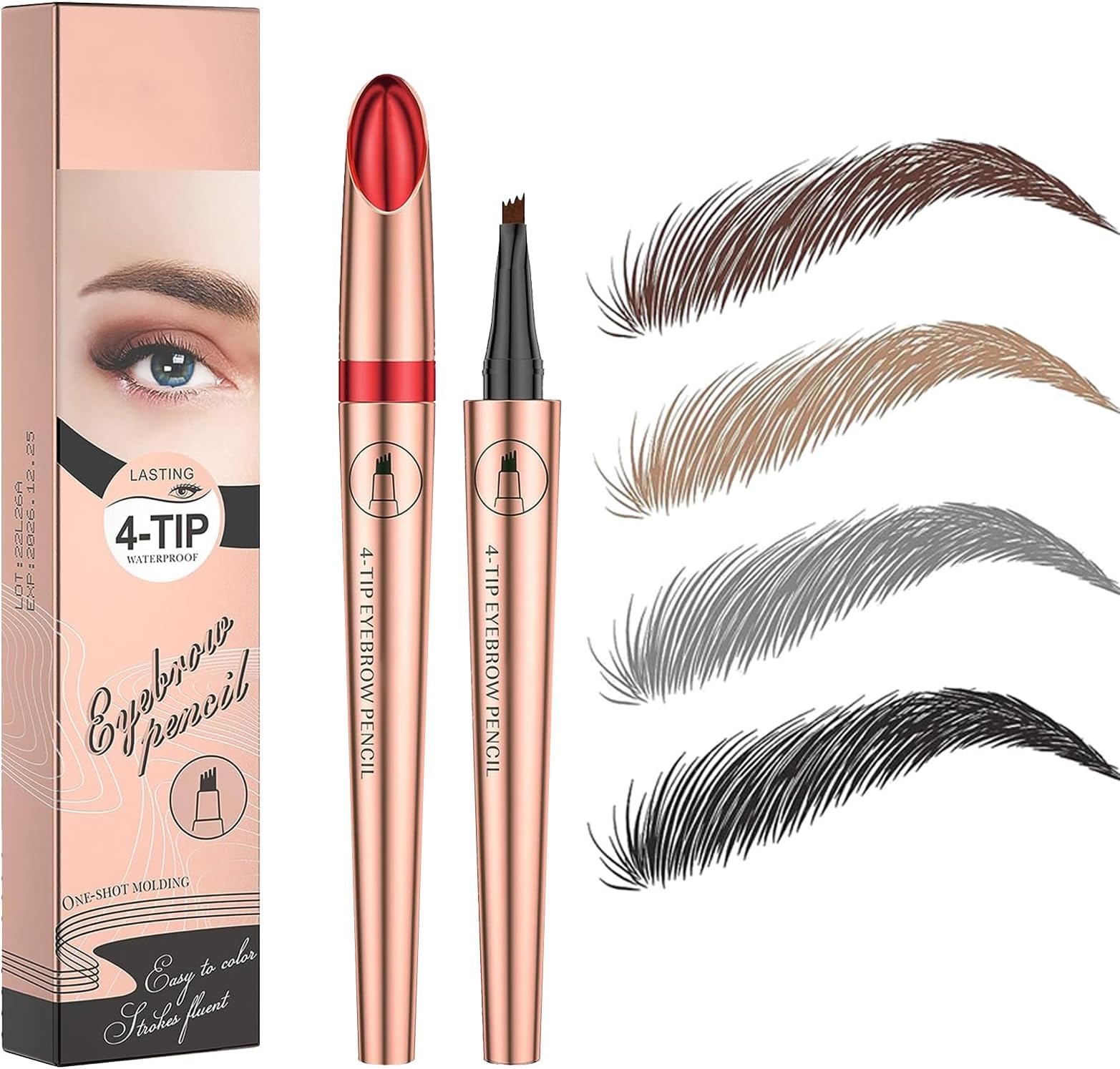 Amazon.com : Eyebrow Pencil, 4 Tip Microblade Eyebrow Pen, Smudge-Proof ...