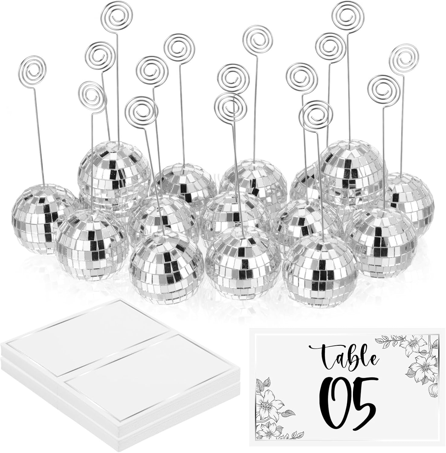 Amazon.com: Aphumedc 24 Pcs Disco Ball Table Number Holders Tables ...