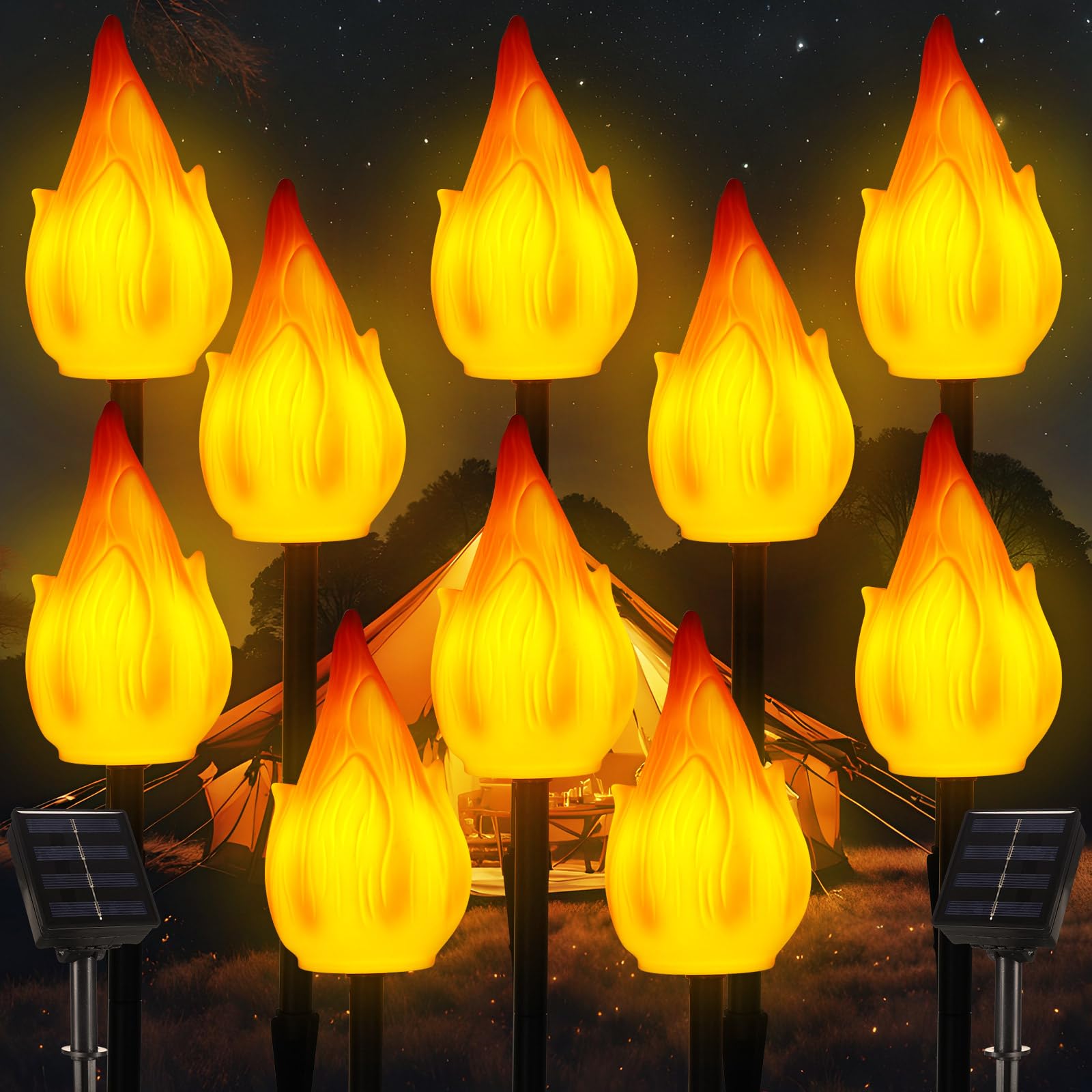 Snapklik.com : 10 Pack Solar Flame Light Outdoor Solar Torch Lights ...