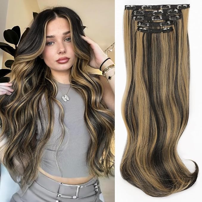 Amazon.com : ALXNAN Clip in Hair Extensions, Hair Extensions Thick Long ...
