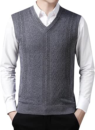 Men's Sleeveless Knit Casual Slim Fit Sweater Vest V Neck Pullover ...