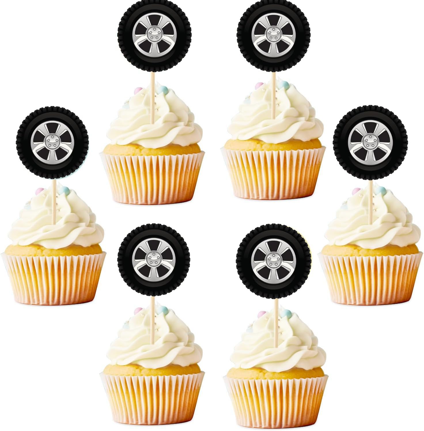 Amazon.com: Tire Cupcake Topper,Racing Wheel Cake Topper,Tyre Cake ...