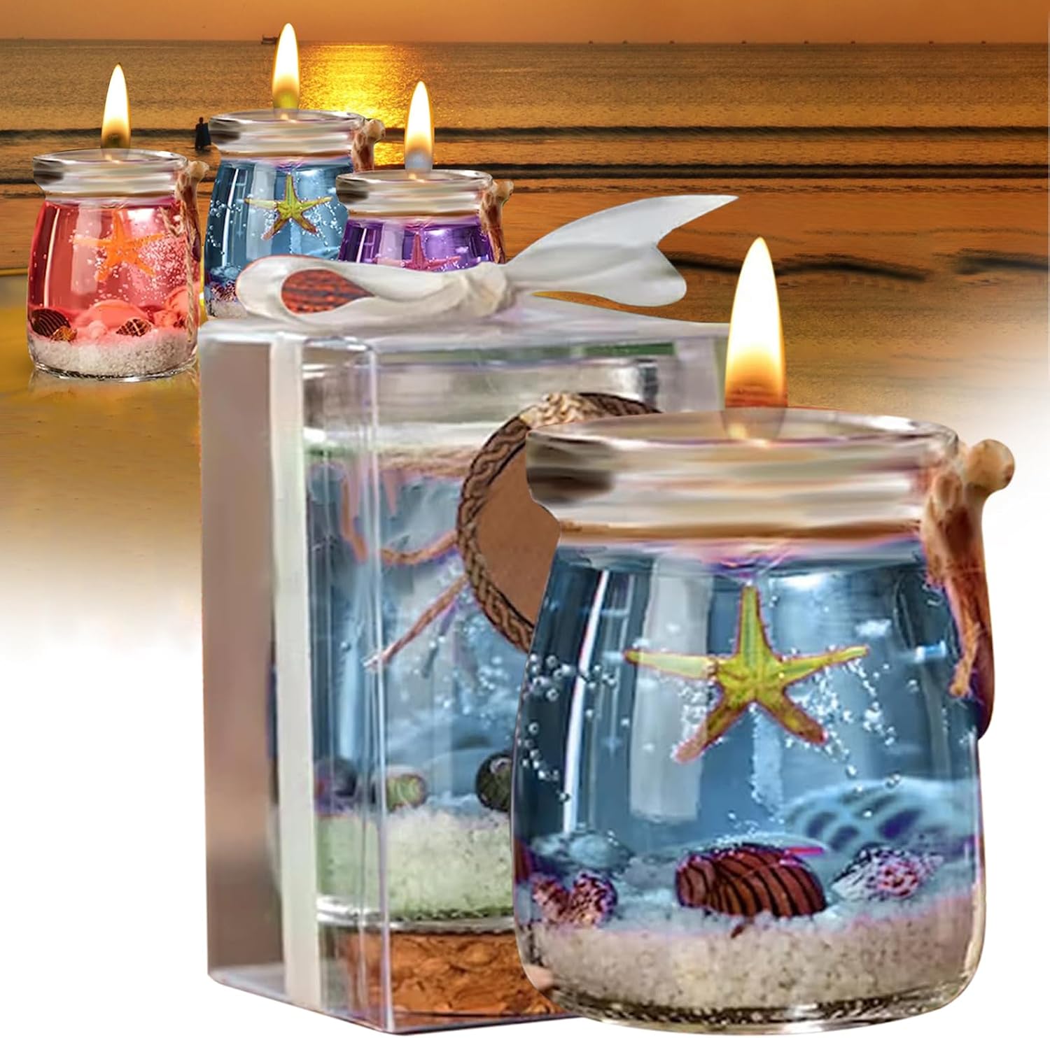 Amazon.com: Ocean Theme Blue Purple Pink Gel Candle, Ocean Theme ...