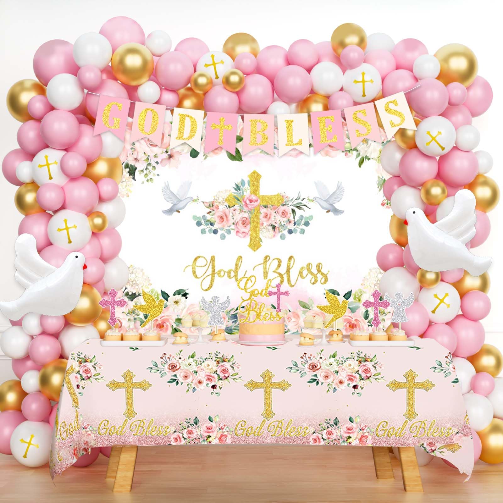Amazon.com: Hombae Baptism Decorations for Girls, Baptism Decorations ...