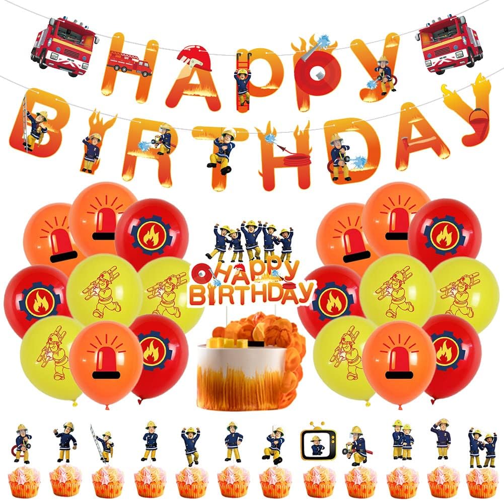 FISAPBXC Fireman Sam Balloons Set Fireman Sam Themes Birthday Party ...