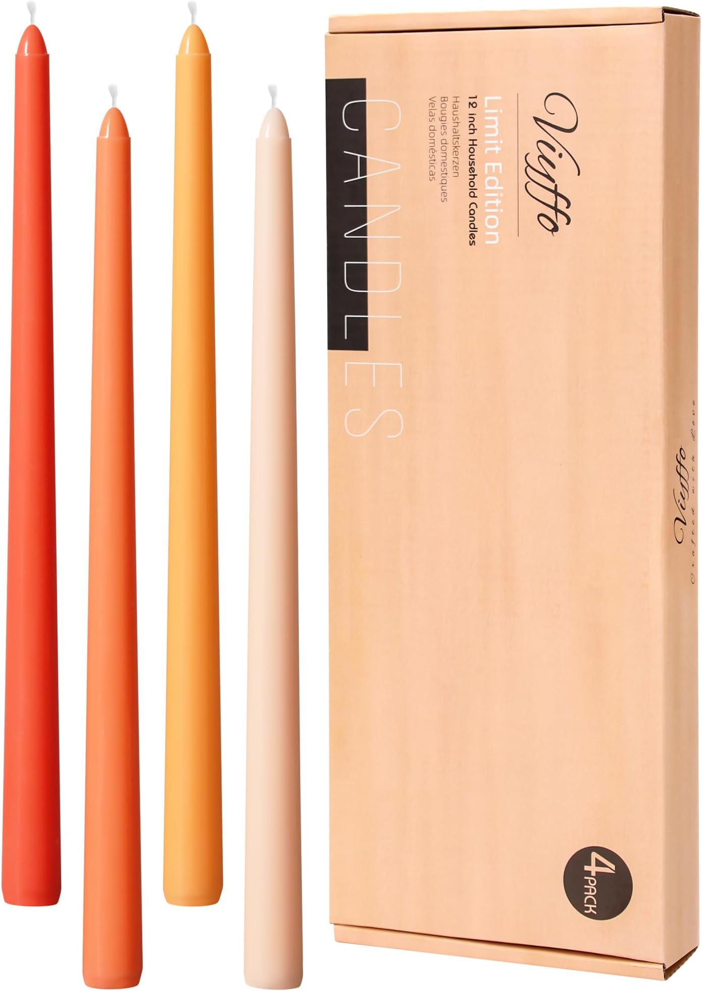 Amazon.com: Taper Candles 4 Pack - 10 Inch Dinner Candle Set 8 Hours ...