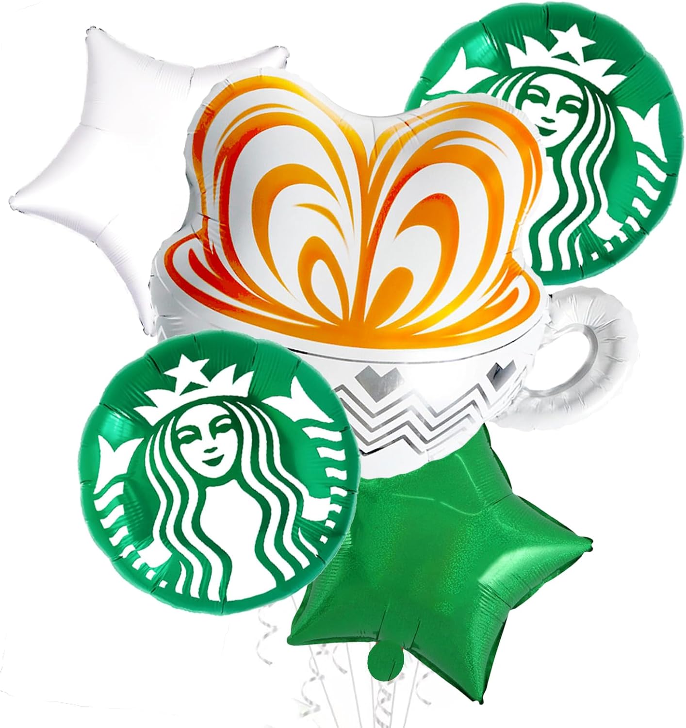 Amazon.com: CYMYLAR 5Pcs Green Star Coffee Balloons and Coffee Cup ...