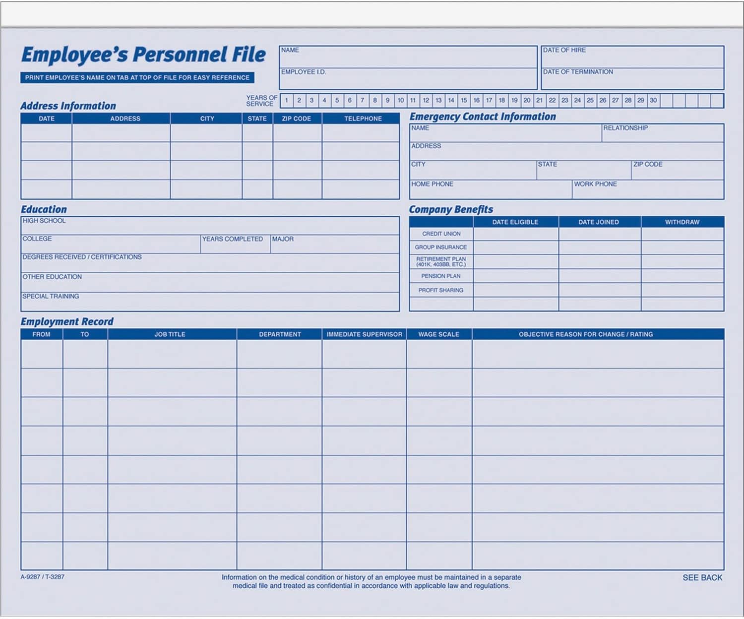 Amazon.com : Adams Employees Personnel File Folder, Heavy Card Stock ...