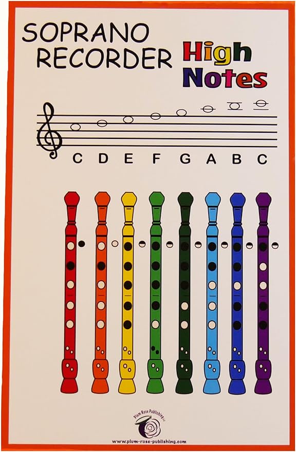 Amazon.com: PLUM ROSE Soprano High Notes Recorder Finger Chart (11x17 ...