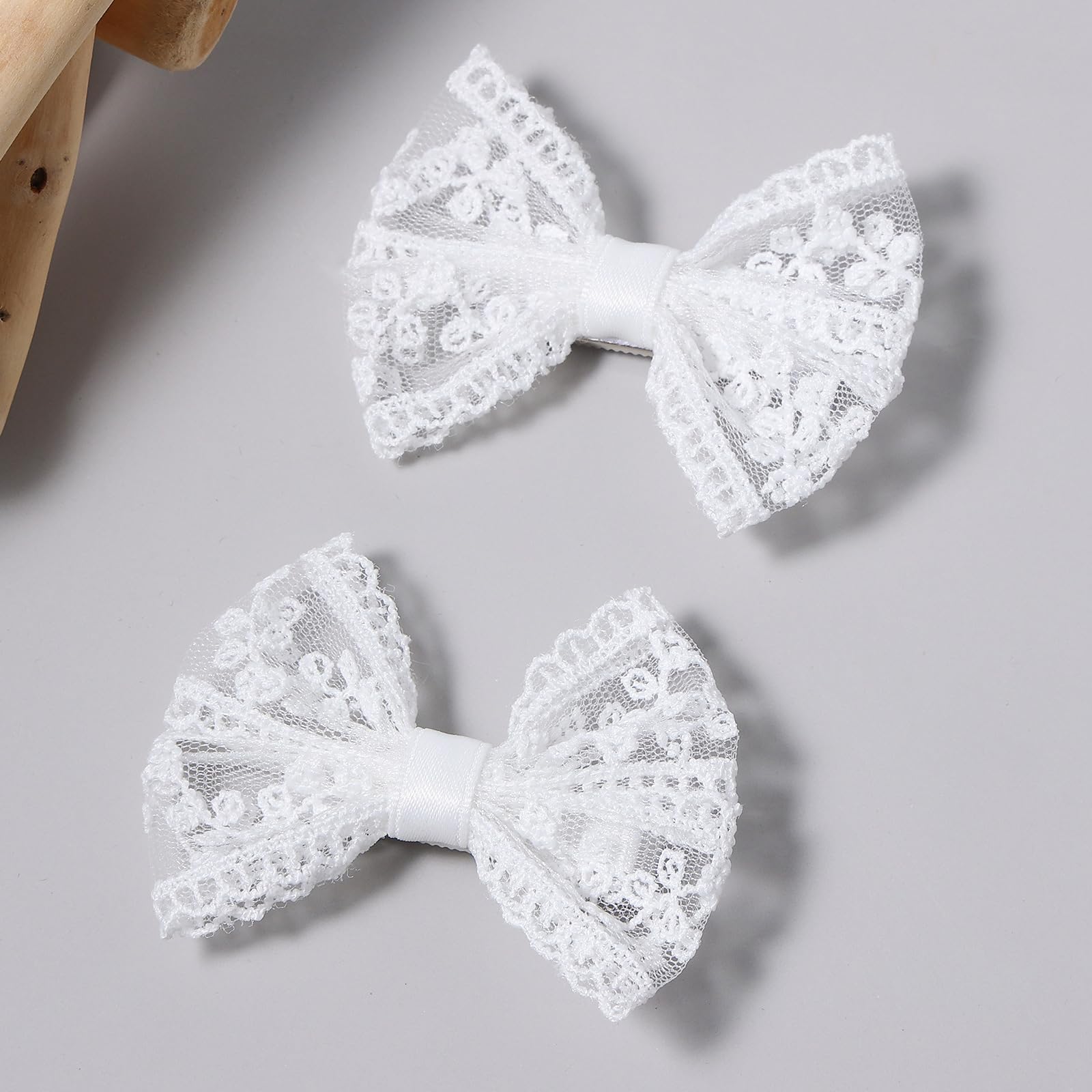 Amazon.com : White Lace Hair Bows Small Cute Lace Ribbon Bow Alligator ...