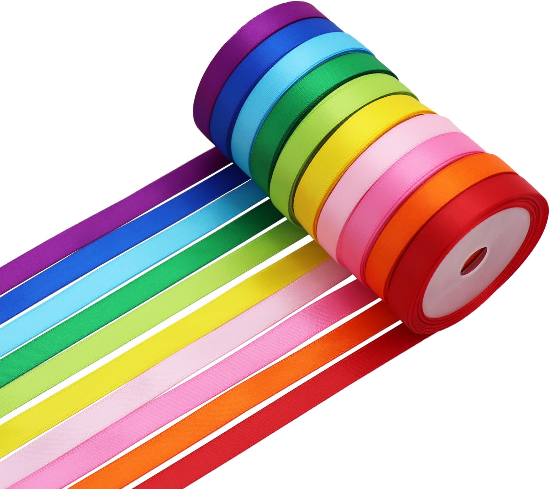 16 Rolls Satin Ribbon Bundle - 400 Yard Double Sided Silk Ribbons (10mm ...