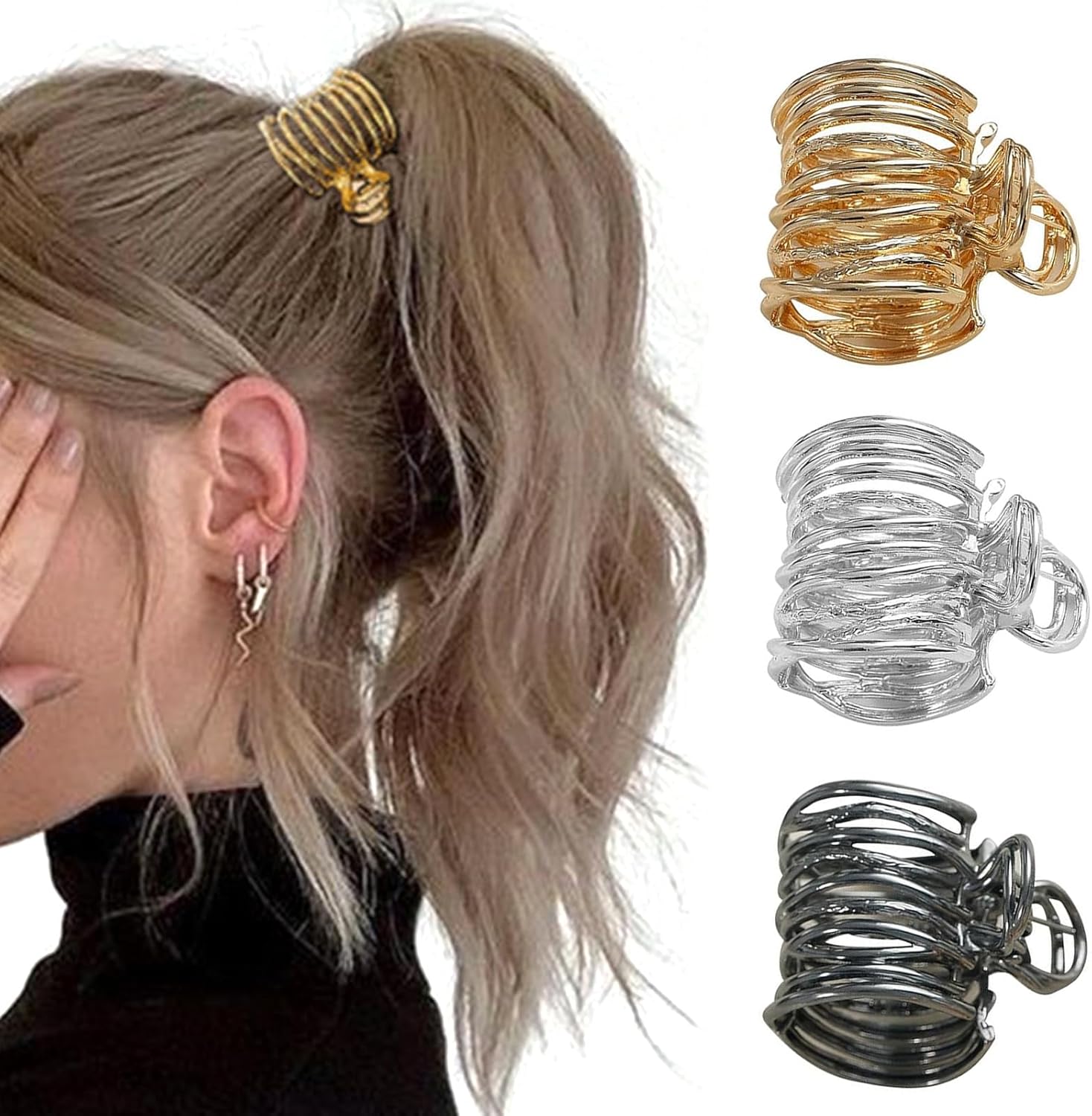 3Pcs Ponytail Clips, High Ponytail Holder, Medium Claw for Thick Hair ...