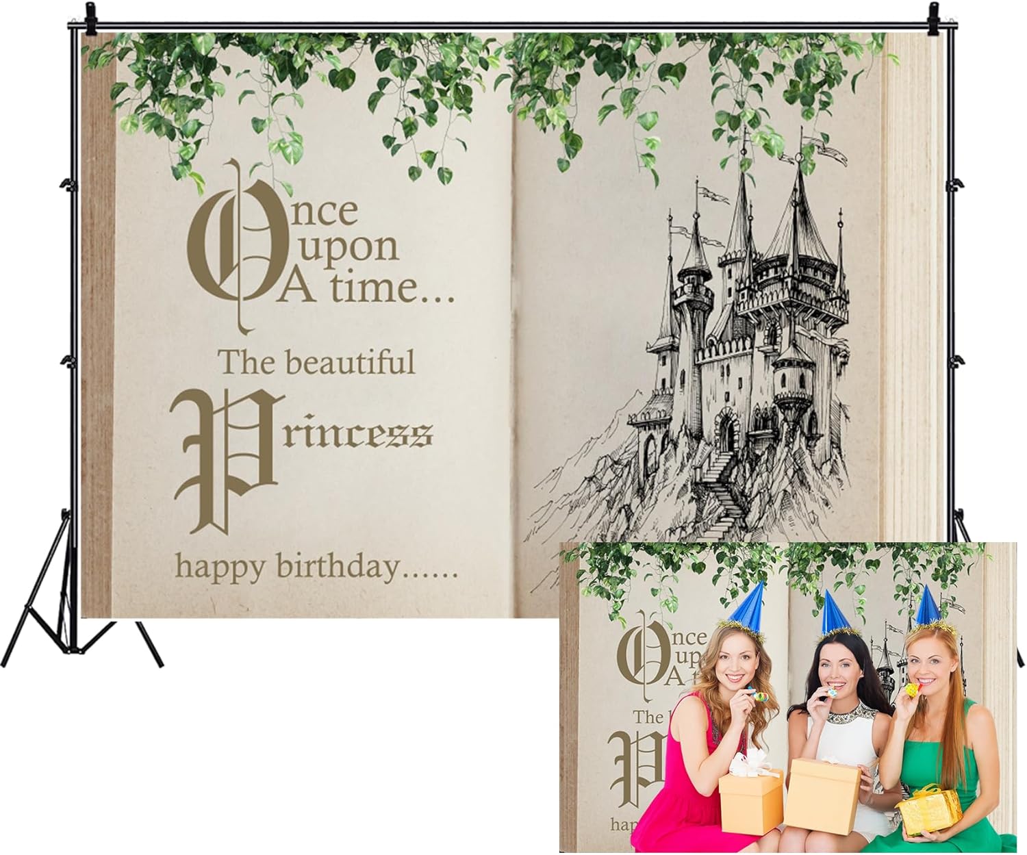Amazon.com : Renaiss 7x5ft Once Upon a Time Backdrop Opening Fairy Tale ...
