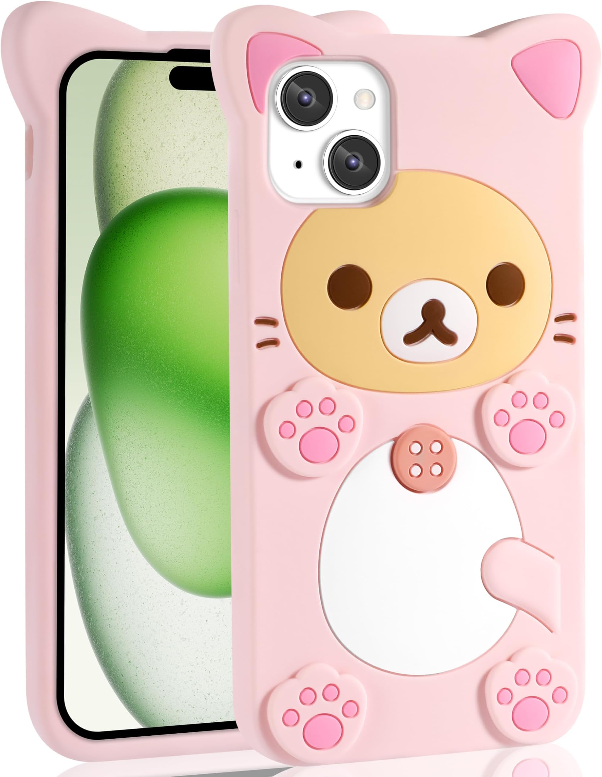 Amazon.com: STSNano Kawaii for iPhone 15 Case 3D Cute Cartoon Bear ...