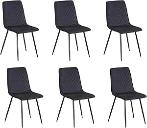 JV Home Dining Chair Pure Set of 6 Black Elegant Velvet Chairs Modern ...