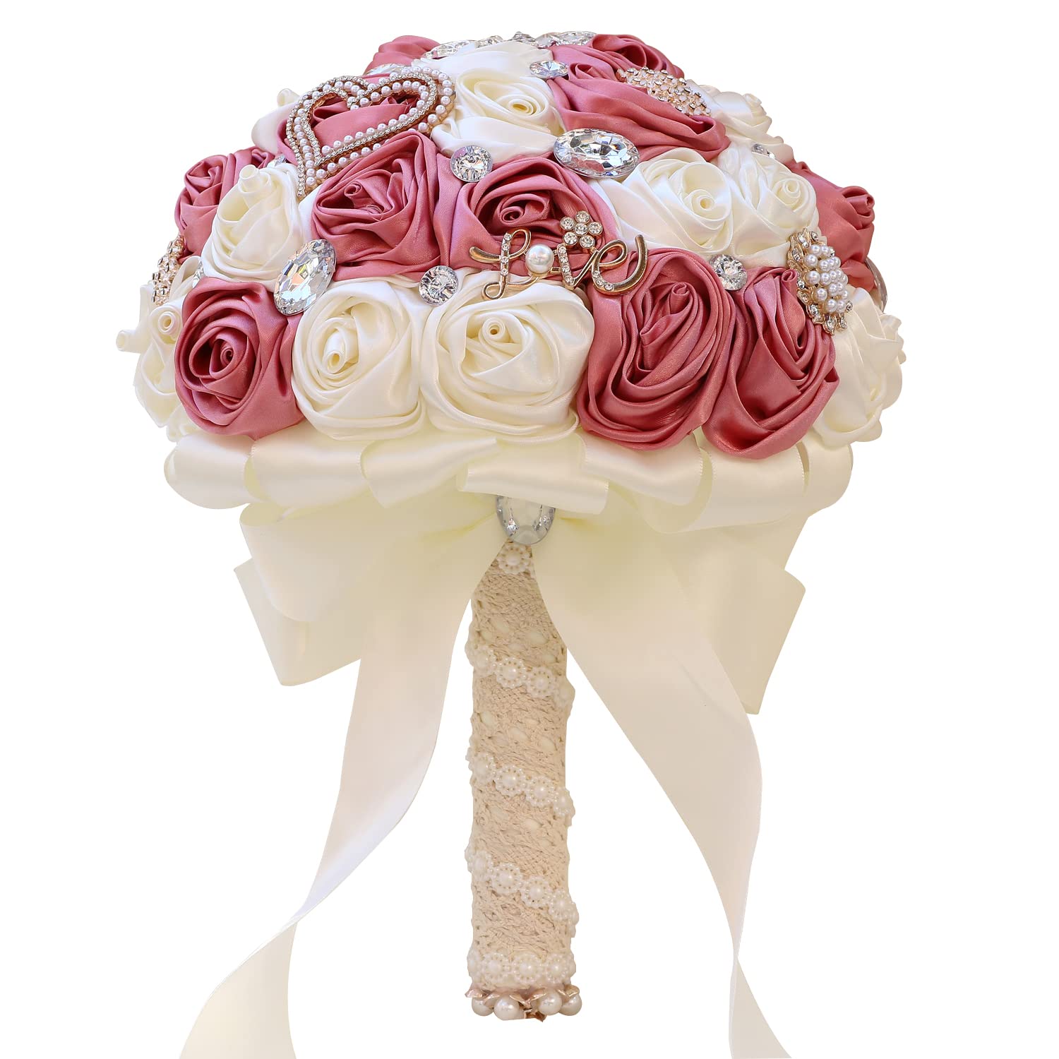 Pink Roses Bouquet With Diamonds