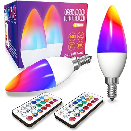 ILC E12 LED Light Bulbs (40w Equivalent) 5W, Color Changing RGB, 5700K ...