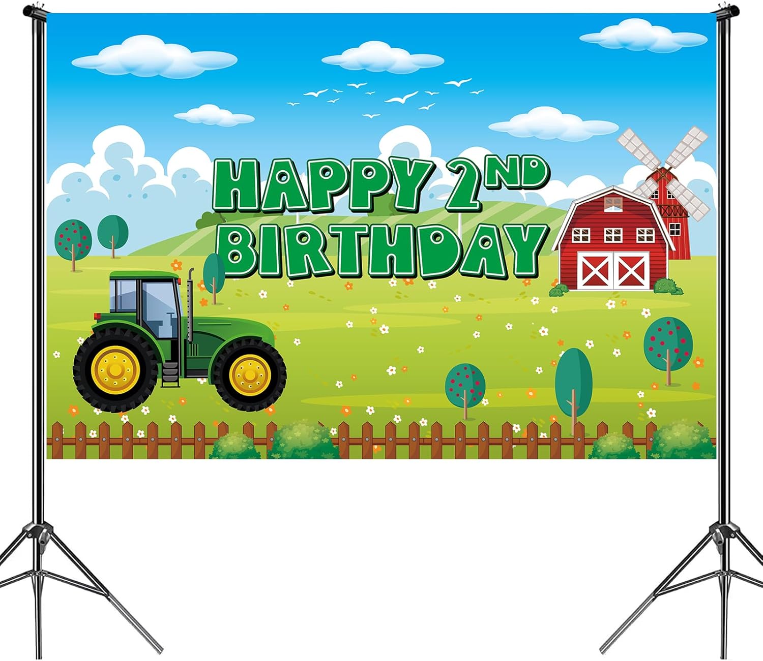 Amazon.com: Tractors 2nd Birthday Backdrop Decorations, Tractors Theme ...