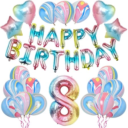 Amazon.com: 8th Birthday Party Decorations Rose Gold Supplies Big Set ...