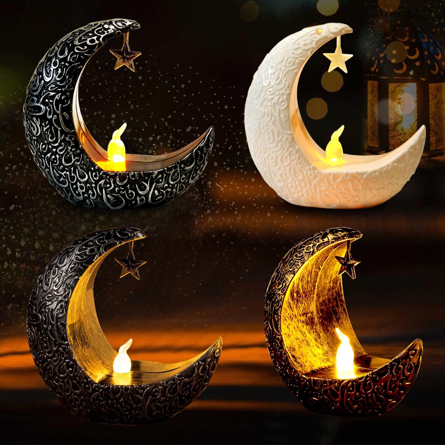 Yoawllty Ramadan Decorations Lights Moon Shaped LED Candle Light ...