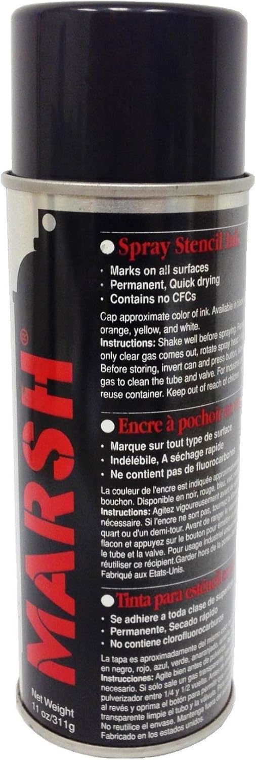 Amazon.co.jp: MARSH Stencil Ink 14 fl oz Spray Can, Black (11 fl oz Net ...