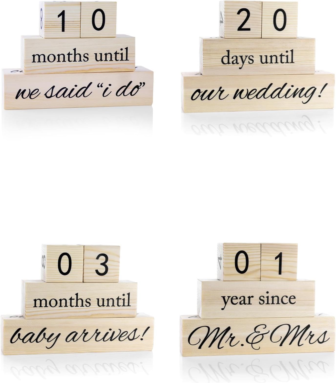 Amazon.com: Wooden Block Wedding Day Countdown Calendar, Mr. & Mrs ...
