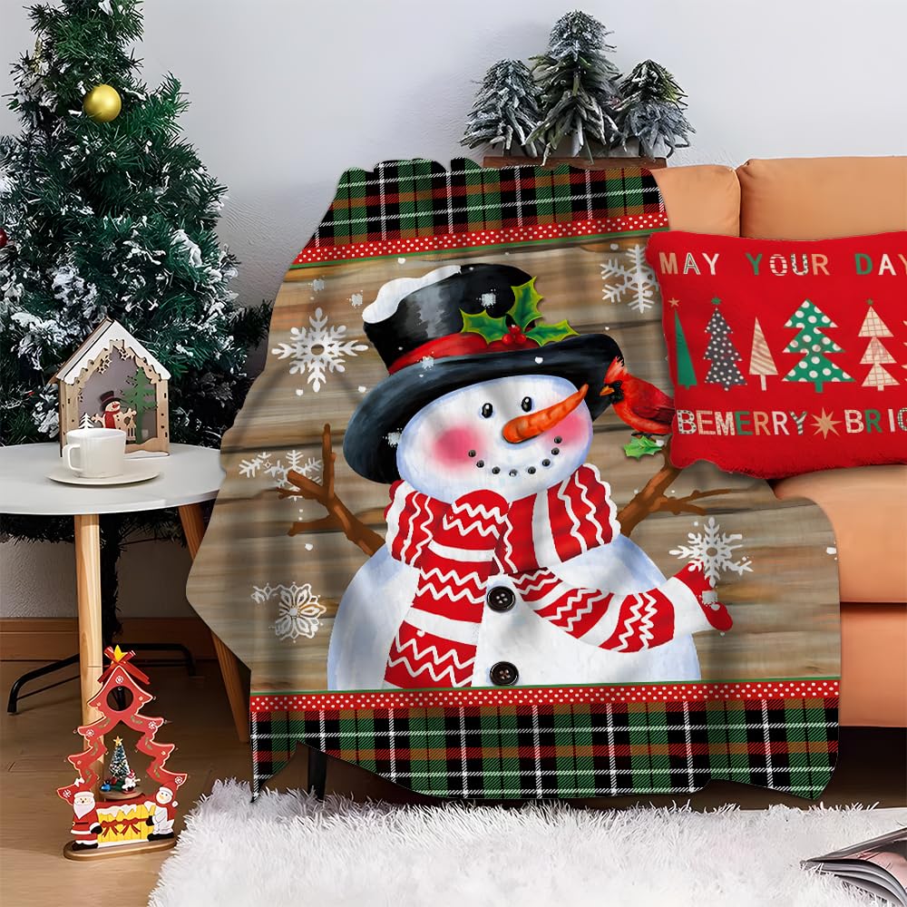 Amazon.com: Snowman Christmas Fleece Blanket Super Soft Cozy Throw ...
