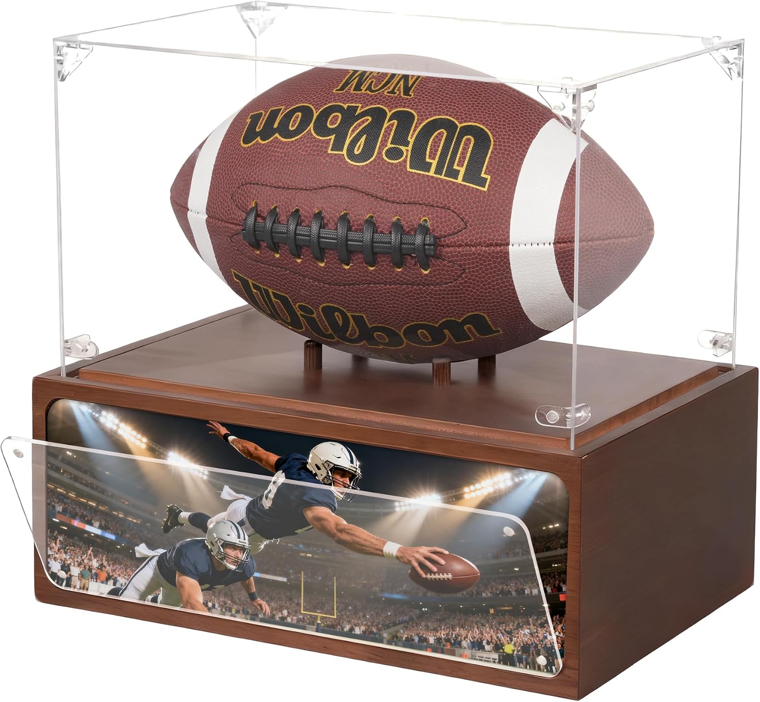 Amazon.com: Football Display Case Stand with Solid Wood Base, Uv ...