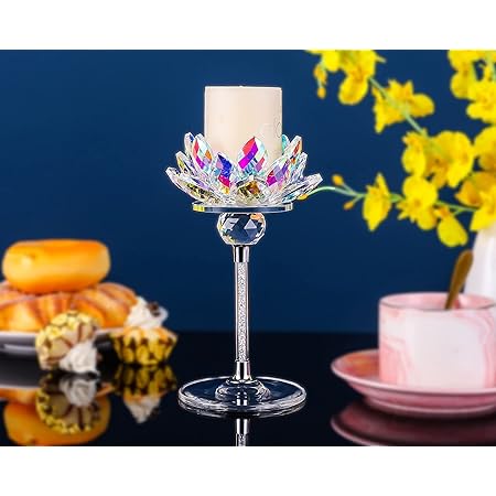 Amazon.com: Dounx 2pcs Silver Crystal Lotus Tealight Candle Holders Set ...