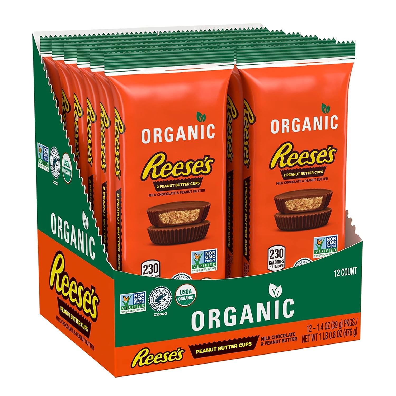 Amazon.com : Organic Reeces Milk Chocolate and Peanut Butter Candy Bars ...