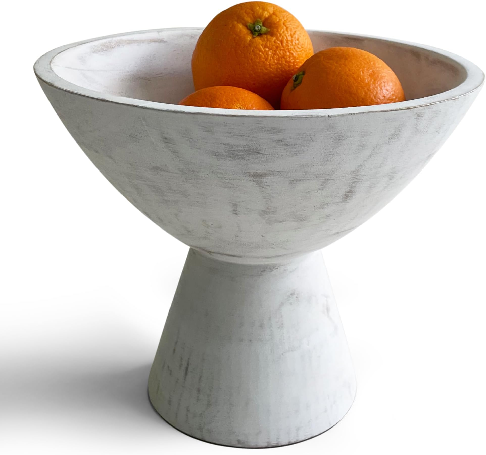 Amazon.com: Fairwood Way White Fruit Bowl - 8 Inch Wide White Wooden ...